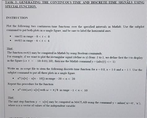 task 3 generating the continuous time and