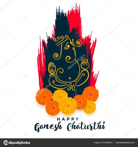 Stylish Ganesh Chaturthi Festival Greeting Background Design ⬇ Vector
