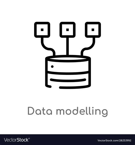 Outline Data Modelling Icon Isolated Black Simple Vector Image