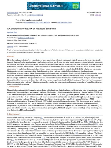 A Comprehensive Review On Metabolic Syndrome Pdf Metabolic Syndrome