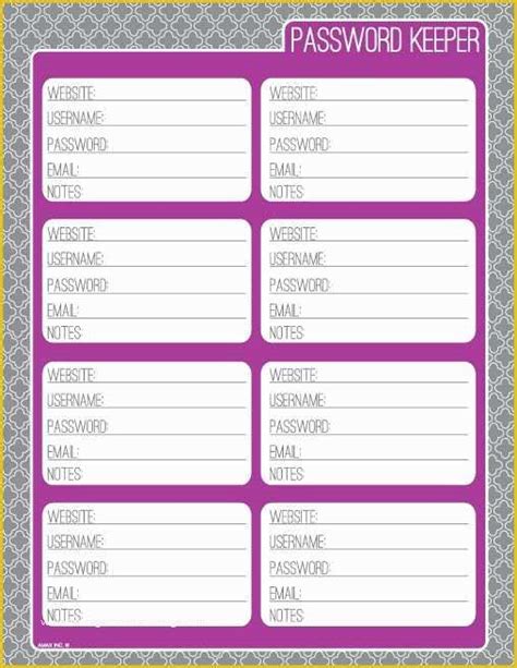 Free Password Keeper Template Printable Heritagechristiancollege