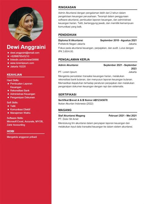 5 Contoh CV Staff Akuntansi Fresh Graduate Berpengalaman Contoh CV