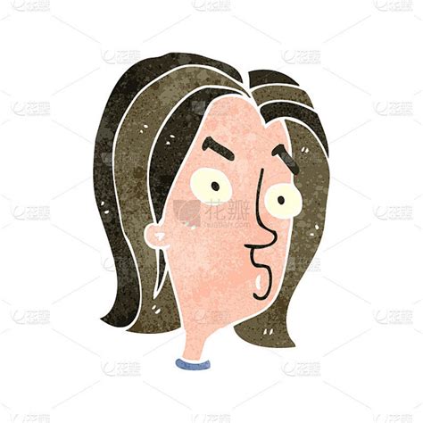 复古卡通烦恼的女性面孔