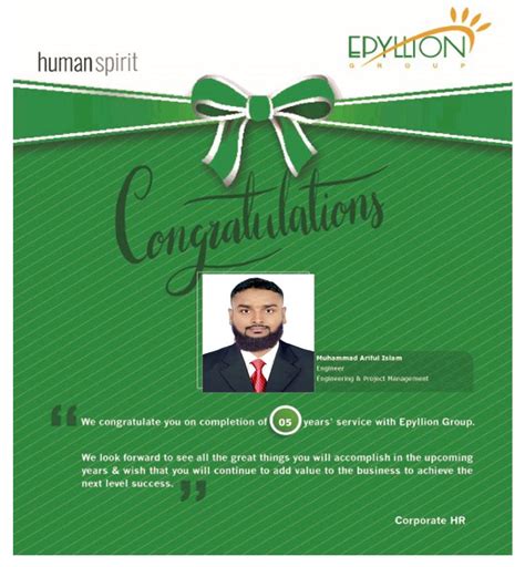 Muhammad Ariful Islam On Linkedin 05 Years Service With Epyllion Group