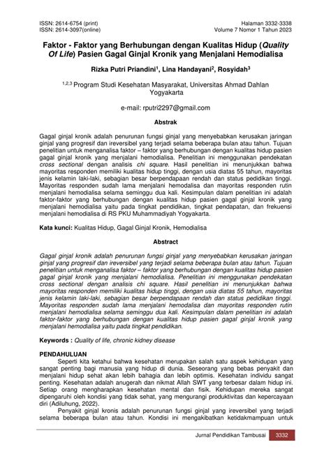 PDF Faktor Faktor Yang Berhubungan Dengan Kualitas Hidup Quality Of