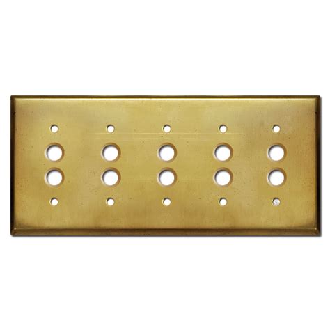 5 Push Button Light Switchplate Raw Unfinished Brass