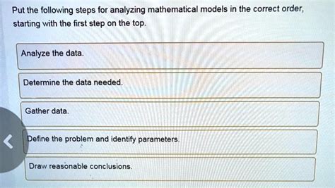 Put The Following Steps For Analyzing Mathematical Models In The