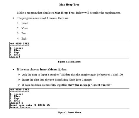 solved max heap tree make a program that simulates max heap