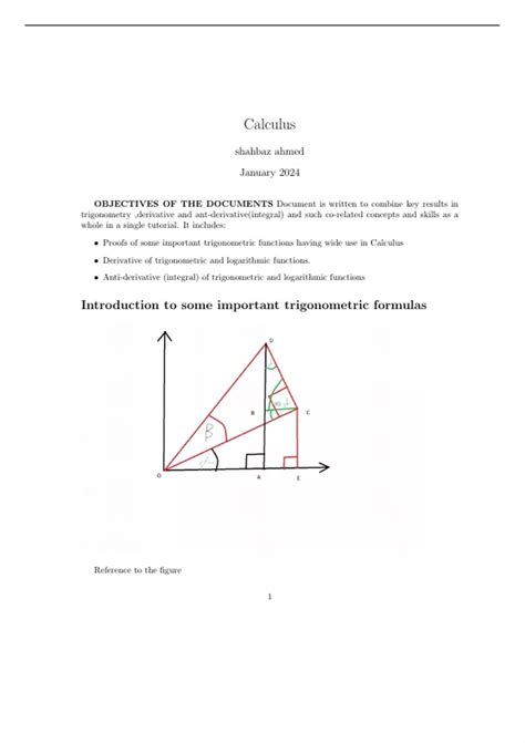 Calculus • Proofs Of Some Important Trigonometric Functions Having Wide