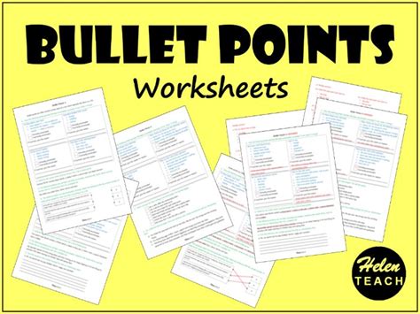 Bullet Points Worksheets Differentiated With Answers Teaching
