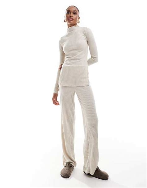 Vero Moda Tall Ensemble Top Long En Jersey Côtelé Et Pantalon Large