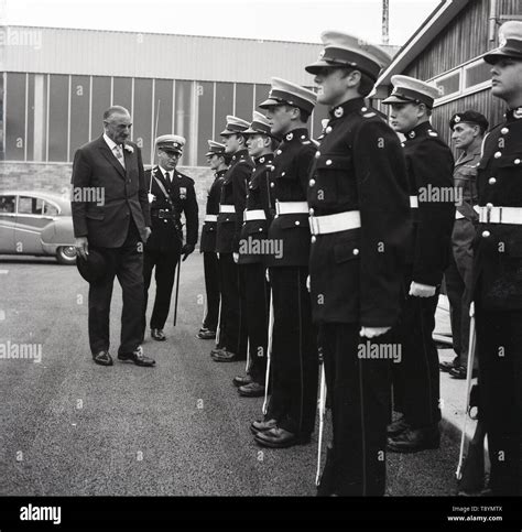 1967 Historical A Line Up Of Uniformed British Bandsmen Being