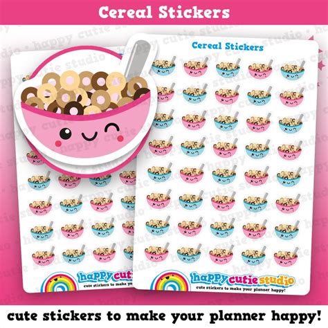 40 Cute Cerealbowlbreakfast Planner Stickers Etsy