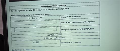 Solved Solving Logarithmic Equationssolve The Logarithmic