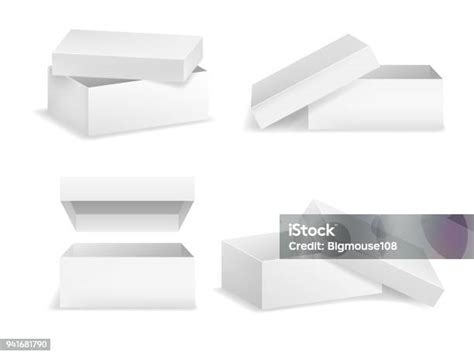 현실적인 상세한 3d 템플릿 빈 흰색 사각형 상자를 비웃는 다 벡터 상자에 대한 스톡 벡터 아트 및 기타 이미지 상자 입체 이미지 열다 Istock
