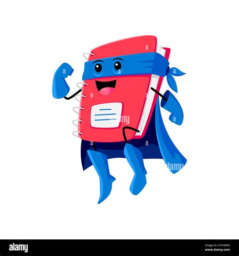 Cartoon Notebook School Supply Superhero And Defender Character