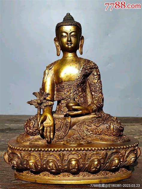 旧藏纯铜鎏金佛像释迦牟尼药师佛一尊造像典雅开脸慈祥庄严殊胜恭请供奉佛像摆件铜像铜佛像古筝婵羽【7788收藏收藏热线】
