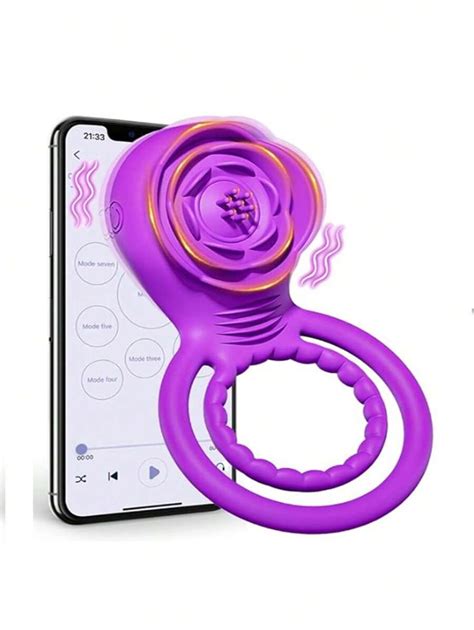 App Rose Penis Ring Vibrator Male Silicone Cock Ring Without Remote Sex