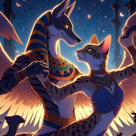 Anubis And Bastet Dance Under The Stars By Alteregobro On Deviantart
