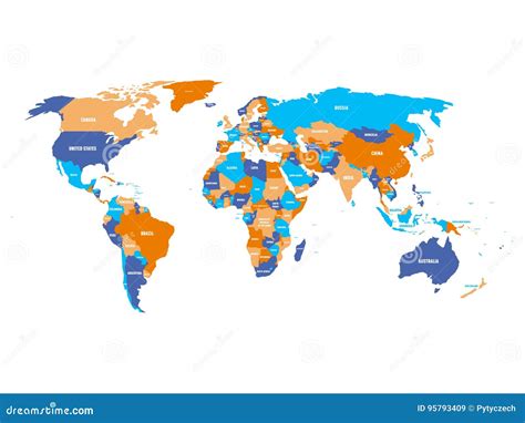 世界政治地图在四种颜色的与白色国名标签 背景查出的白色 也corel凹道例证向量 向量例证 插画 包括有 生态 地理 95793409