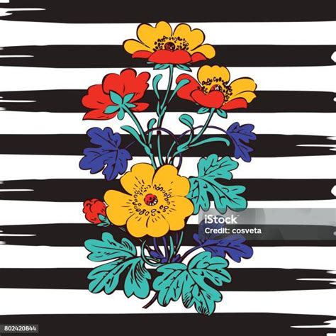 열 대와 테두리 프레임 식물 부시 꽃 빈티지 인쇄 줄무늬 패턴 복고풍 봄 여름 배경 벡터 일러스트 레이 션 디자인 패션 셔츠 직물 인사말 카드 초대장 웨딩 0명에 대한 스톡