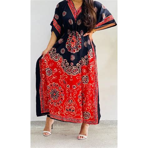 Vestido Indiano Kaftan Estampasaia Longa Indiana Loja Da Índia Produtos