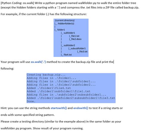 Solved Python Coding Os Walk Write A Python Program Named Chegg