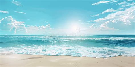 Minimalist Beach Scene With Azure Waves Under A Clear Sky Highlighting