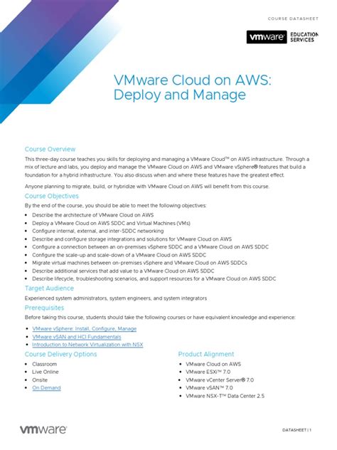 Edu Datasheet Vmware Cloud On Aws Deploy And Manage 2020 Pdf