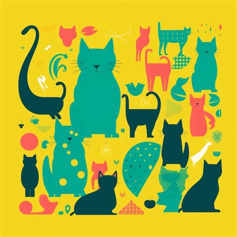 Premium Photo Flat Background With A Cat Silhouette And Abstract