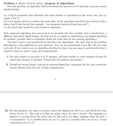 problem 1 30 pts 3 4 3 each ] analysis of