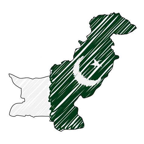 Pakistan Carte Croquis Dessinés à La Main Vector Concept Illustration