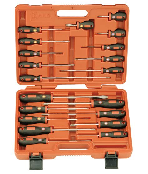 20 Piece Slotted Philips And Posidriv Combination Screwdriver Set Genius