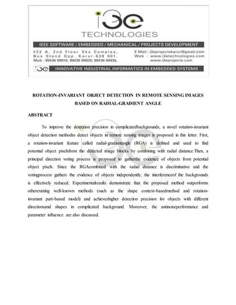 Rotation Invariant Object Detection In Remote Sensing Images Based On