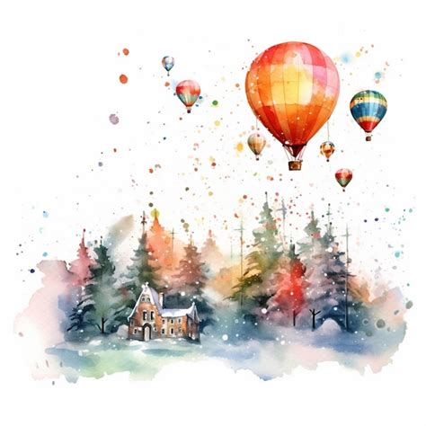 Premium AI Image There Are Many Hot Air Balloons Flying Over A House
