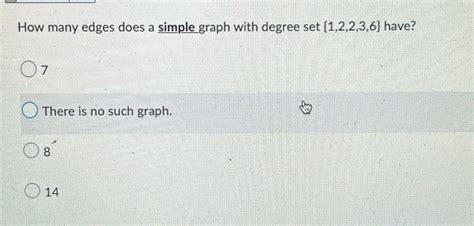 [solved] how many edges does a simple graph with degree set 1 2 2 3 6