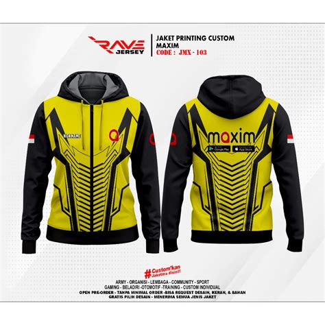 Jual Jaket Kurir Maxim Full Printing Sublimation Custom Desain Suka