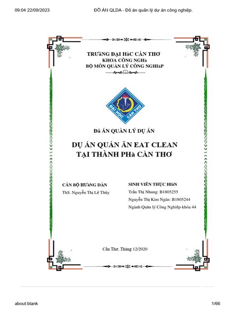 ĐỒ Án Qlda Đồ Án Quản Lý Dự Án Công Nghiệp Pdf