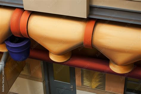 Quirky Architecture Exposed Function Utilitarian Stock Illustration