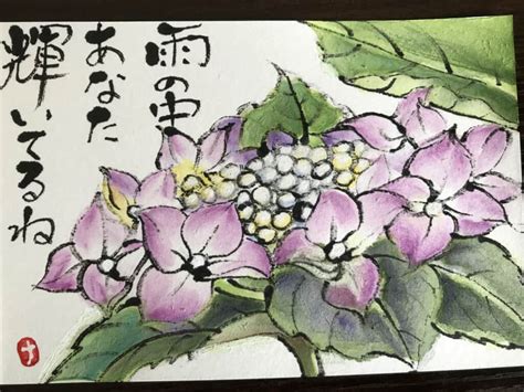 額紫陽花 絵手紙 交流ひろば てがみ倶楽部