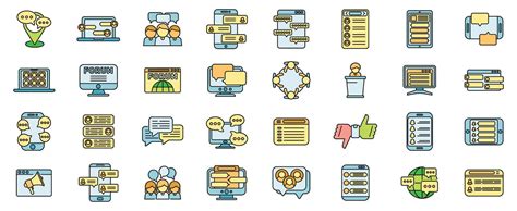 Foro íconos Conjunto Vector Color Línea 42522262 Vector En Vecteezy