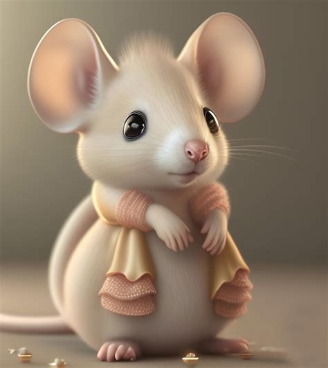 Premium Ai Image Generative Ai Cute Pink Mouse With Clothes
