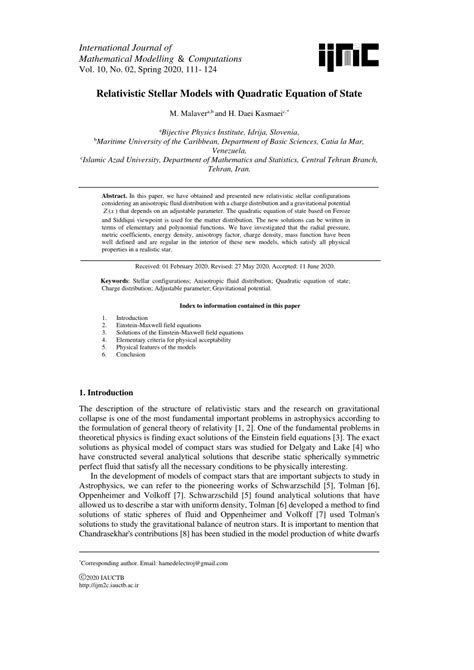 pdf relativistic stellar models with quadratic equation of state