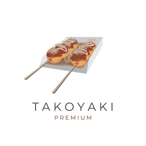 Comida callejera japonesa takoyaki vector ilustración Vector Premium