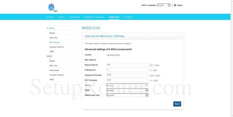 Technicolor TC U Screenshot Wireless GHZAdvanced