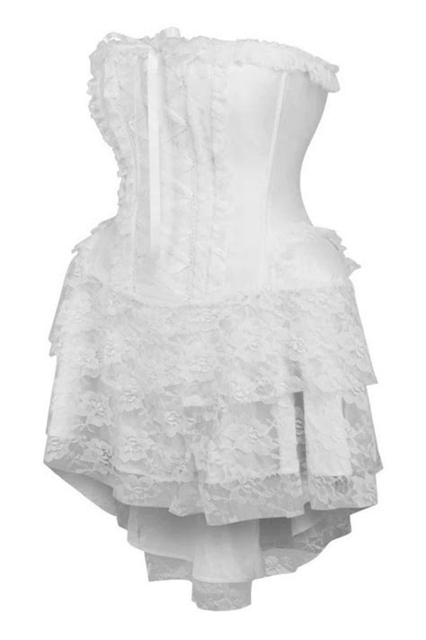 Plus Size Top Drawer Steel Boned Strapless White Lace Victorian Corset