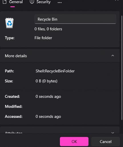 Feature Add Recycle Bin Settings To The Properties Window · Issue