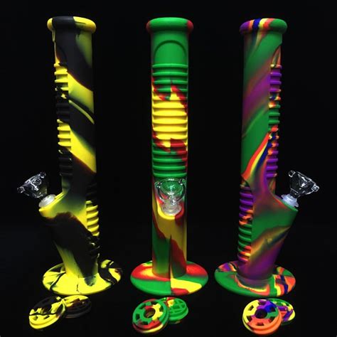 Discount Silicone Bong Unbreakable Bong 14 Inch Water Pipe Glass Water