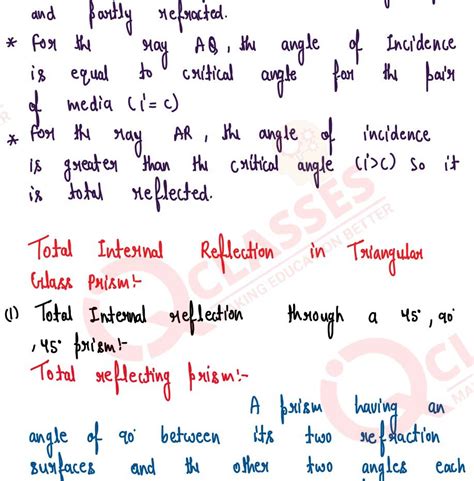 Refraction Of Light At Plane Surfaces Chapter Important Notes Class10 Icse