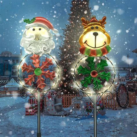 4 Packs Solar Christmas Tree Garden Stake Lights Xmas